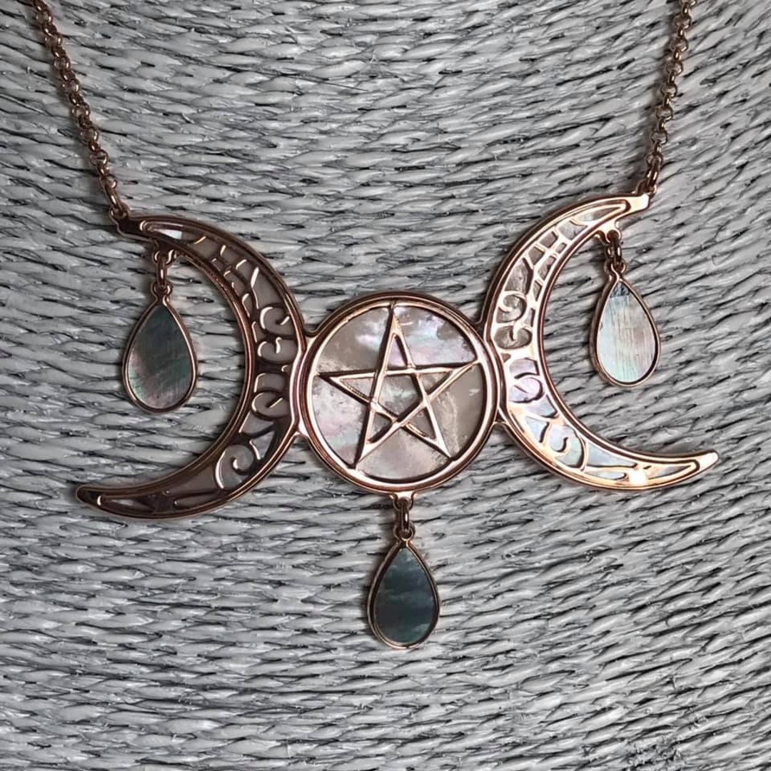 Wicca Three Moons 18 Carat Rose Gold on 925 Silver Sterling. Sacred ...