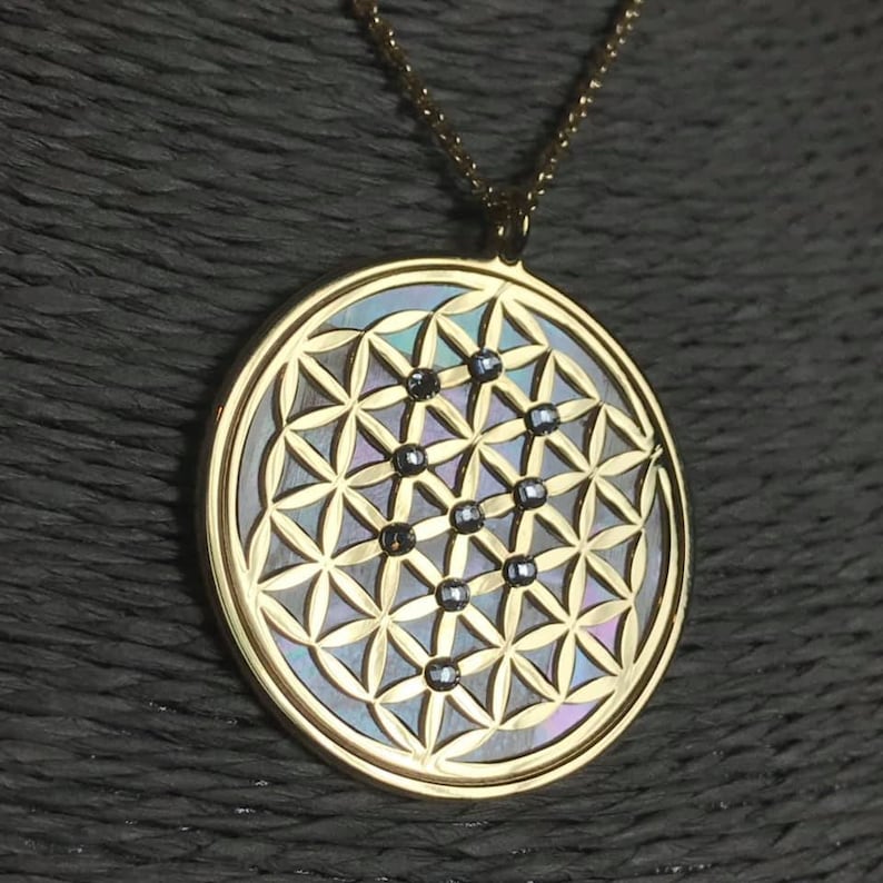 Metatron and Flower of Life, Double Face in 24 Carat Gold on 925 Silver ...