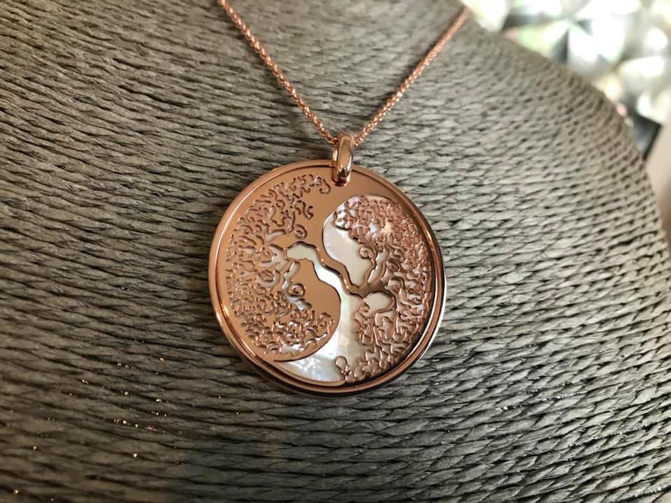 Tao Tree of Life in rose gold on 925 silver mother of pearl | Etsy