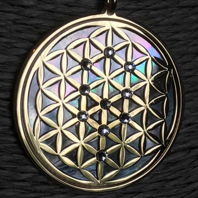 Flower of Life in 24 carat gold on 925 silver background in | Etsy