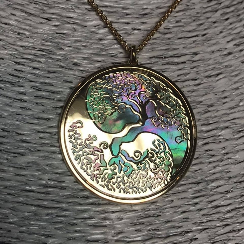 Tao Tree of Life in 24 Carat Gold on 925 Silver Mother of - Etsy