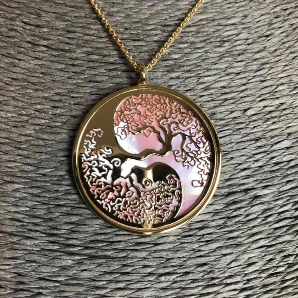 Tao Tree of Life in 24 carat gold on 925 silver and rose | Etsy