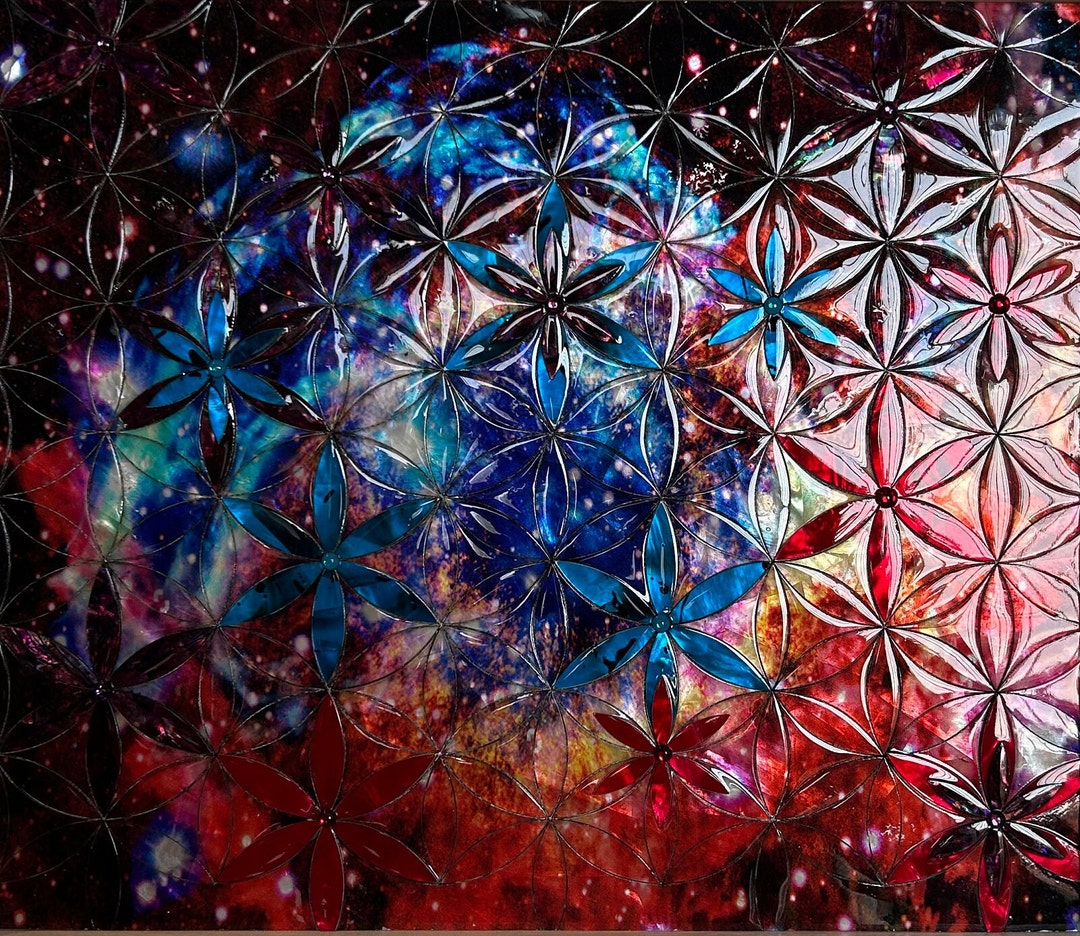 Flower of Life Sacred Geometry Artwork in Natural Mother of Pearl and ...