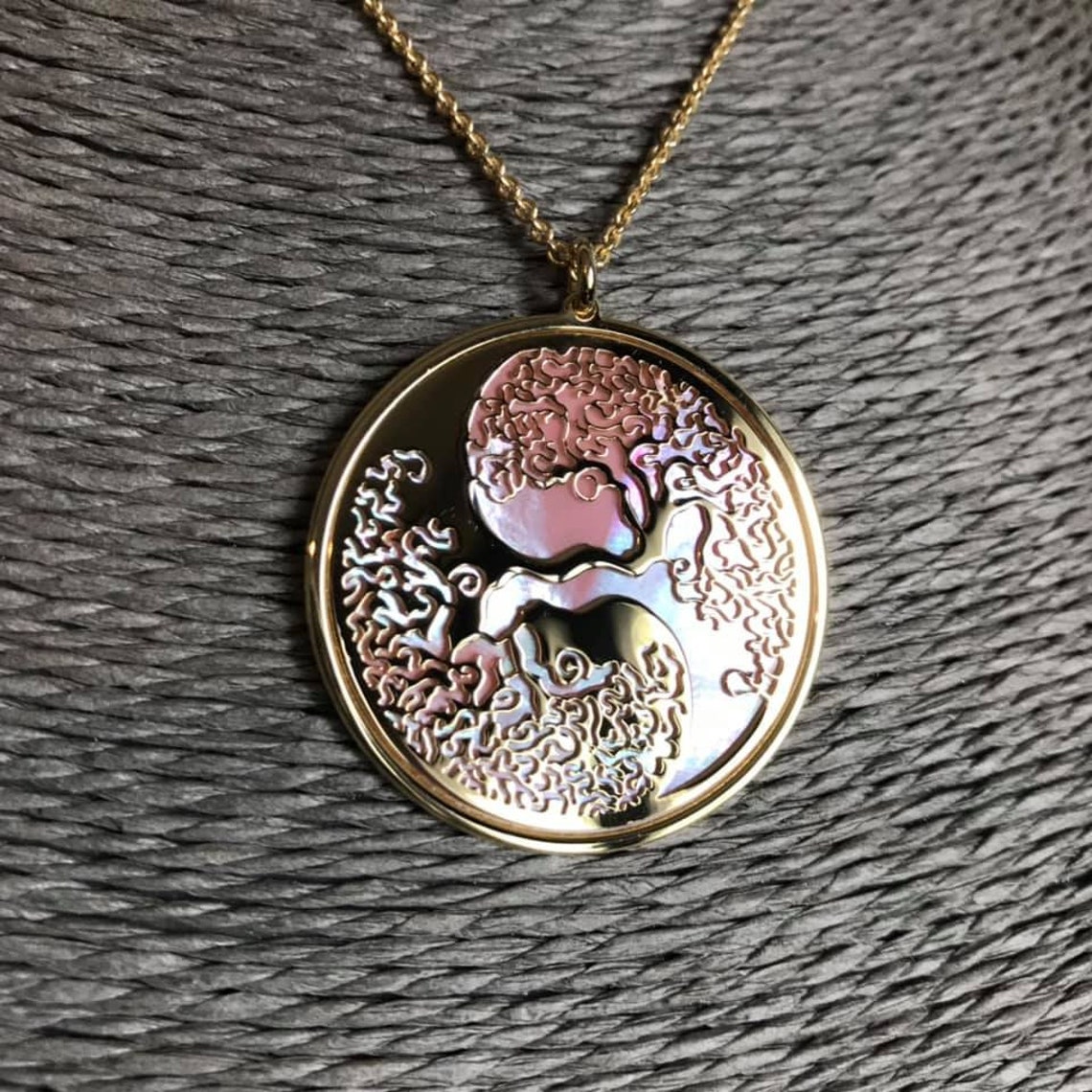 Tao Tree of Life in 24 carat gold on 925 silver and rose | Etsy
