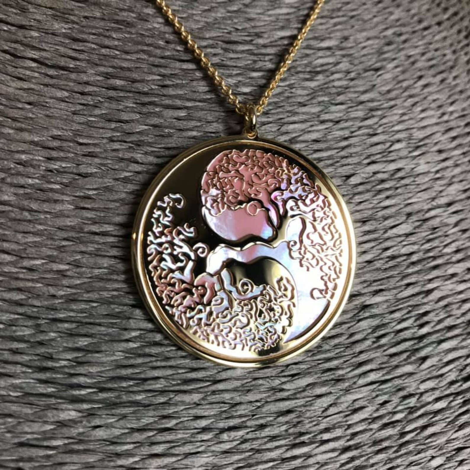 Tao Tree of Life in 24 carat gold on 925 silver and rose | Etsy