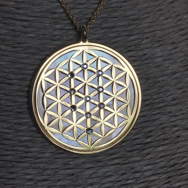 Metatron and Flower of Life, Double Face in 24 Carat Gold on 925 Silver ...