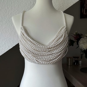 Pearl Bra, Pearl Bustier, Beaded Wedding Pearl Top, Ivory Pearl Bustier ...