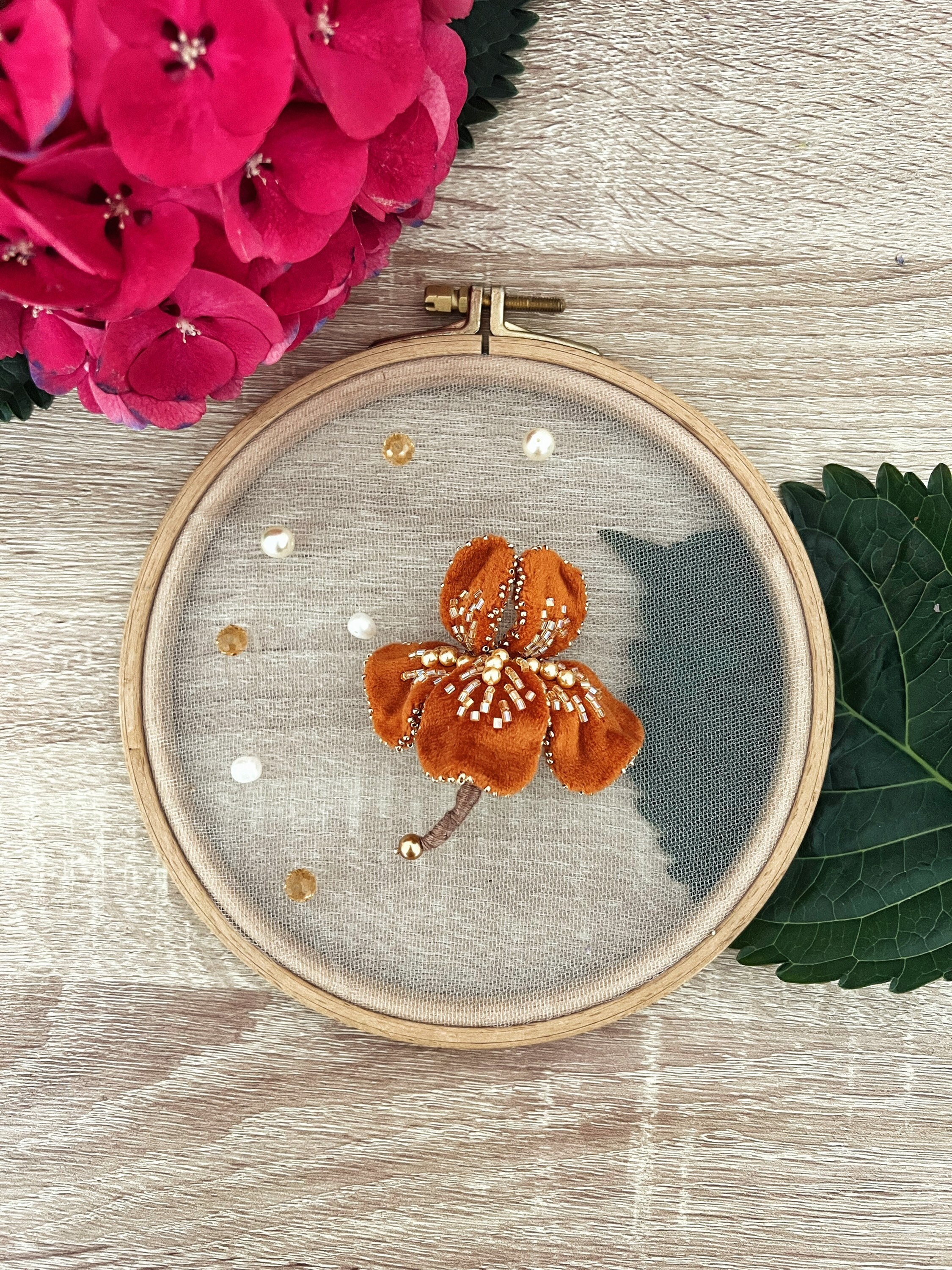 Embroidered Iris Brooch Crystal Beaded Flower Brooch Velvet - Etsy