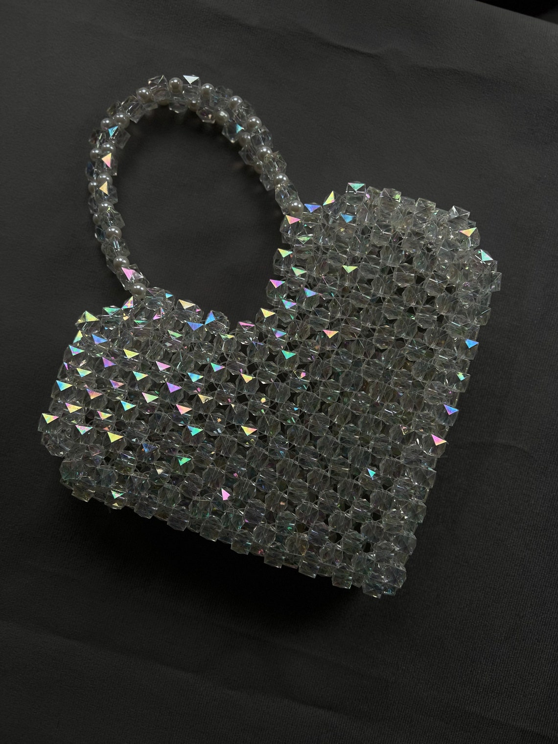 Heart Beaded Bag, Transparent Bag, Evening Shining Bag, Heart Handbag ...