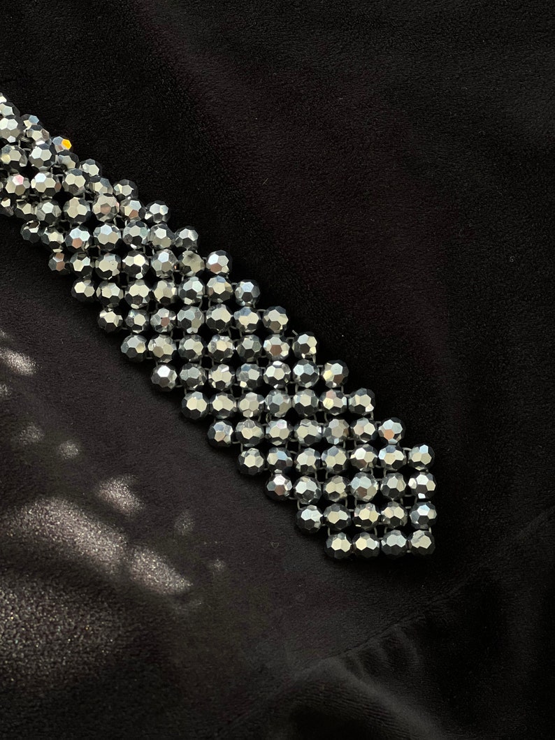 Pearl Necktie, Crystal Tie, Silver Beaded Tie, Elegant Woman Necklace ...