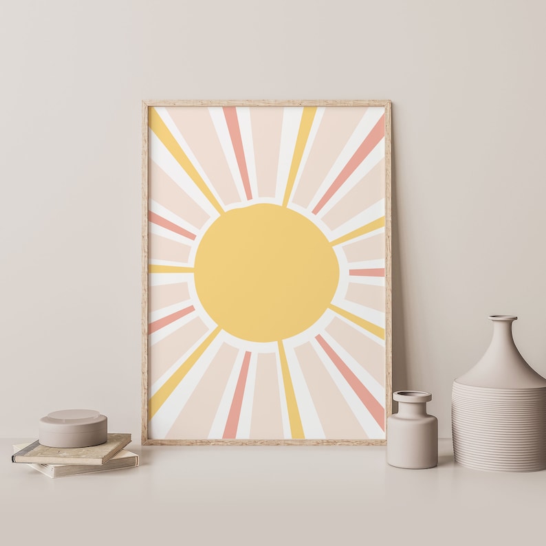 Modern Sun Art Print Sunburst Printable Abstract Sun Wall | Etsy
