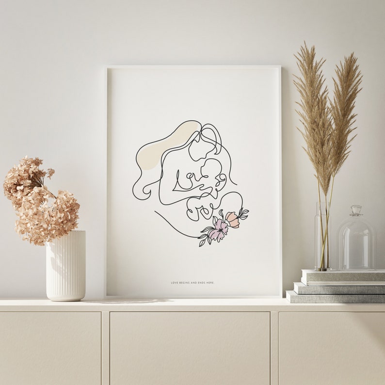 Mother and Baby Wall Art Motherhood Printable Art Minimal - Etsy