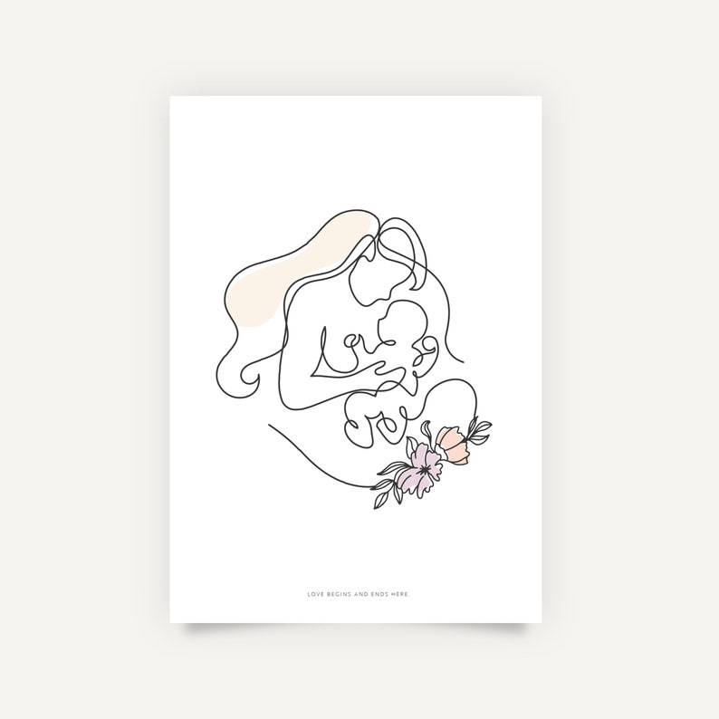 Mother and Baby Wall Art Motherhood Printable Art Minimal - Etsy