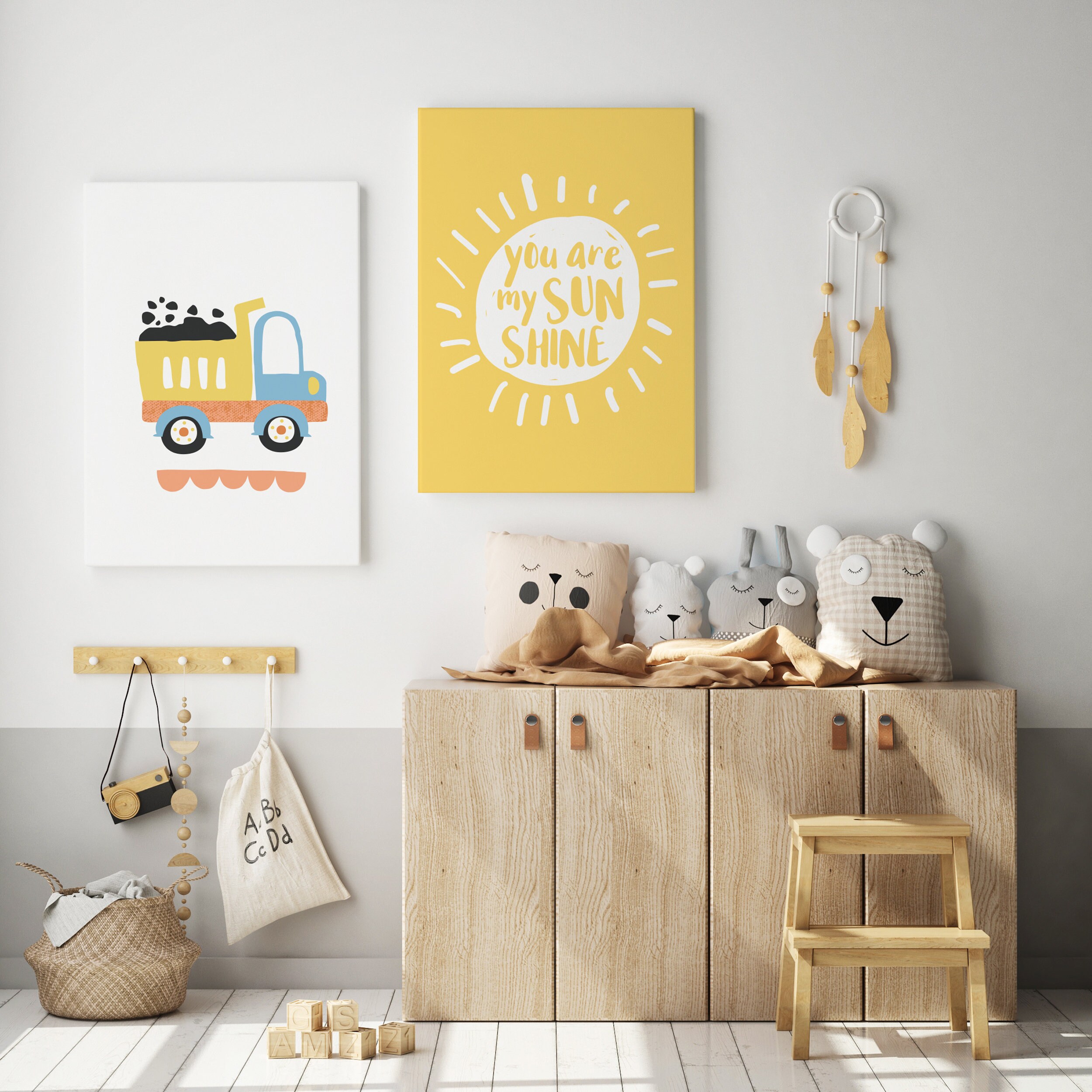 Construction Vehicles Print Set of 3 three PRINTABLE | Etsy