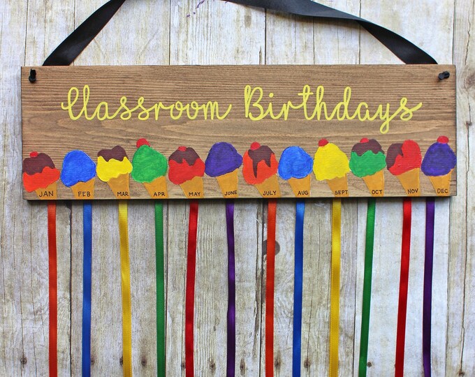 Birthday Calendar- Birthday Chart Ice Cream Cones- Classroom Decor ...