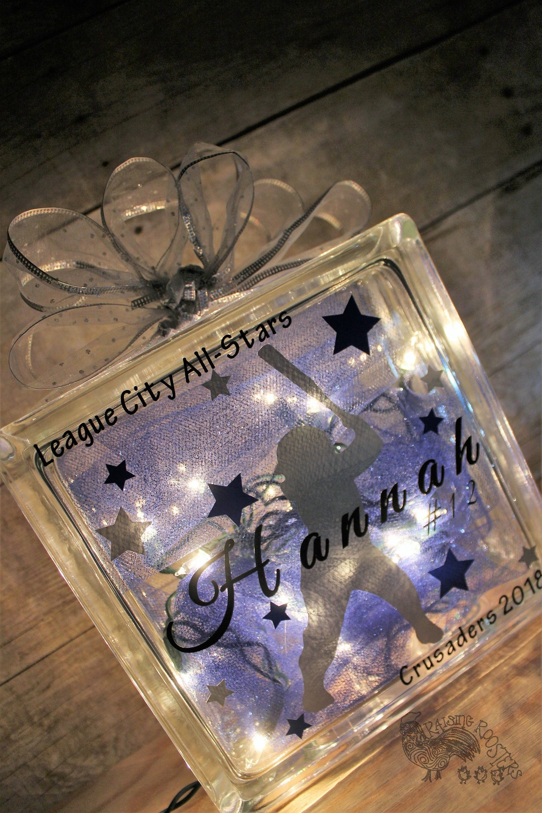 Personalized Softball Glass Light- Sports Night Light- Softball Light ...