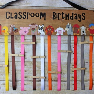 Birthday Calendar- Birthday Chart- Farm Animals- Classroom Decor- Great ...