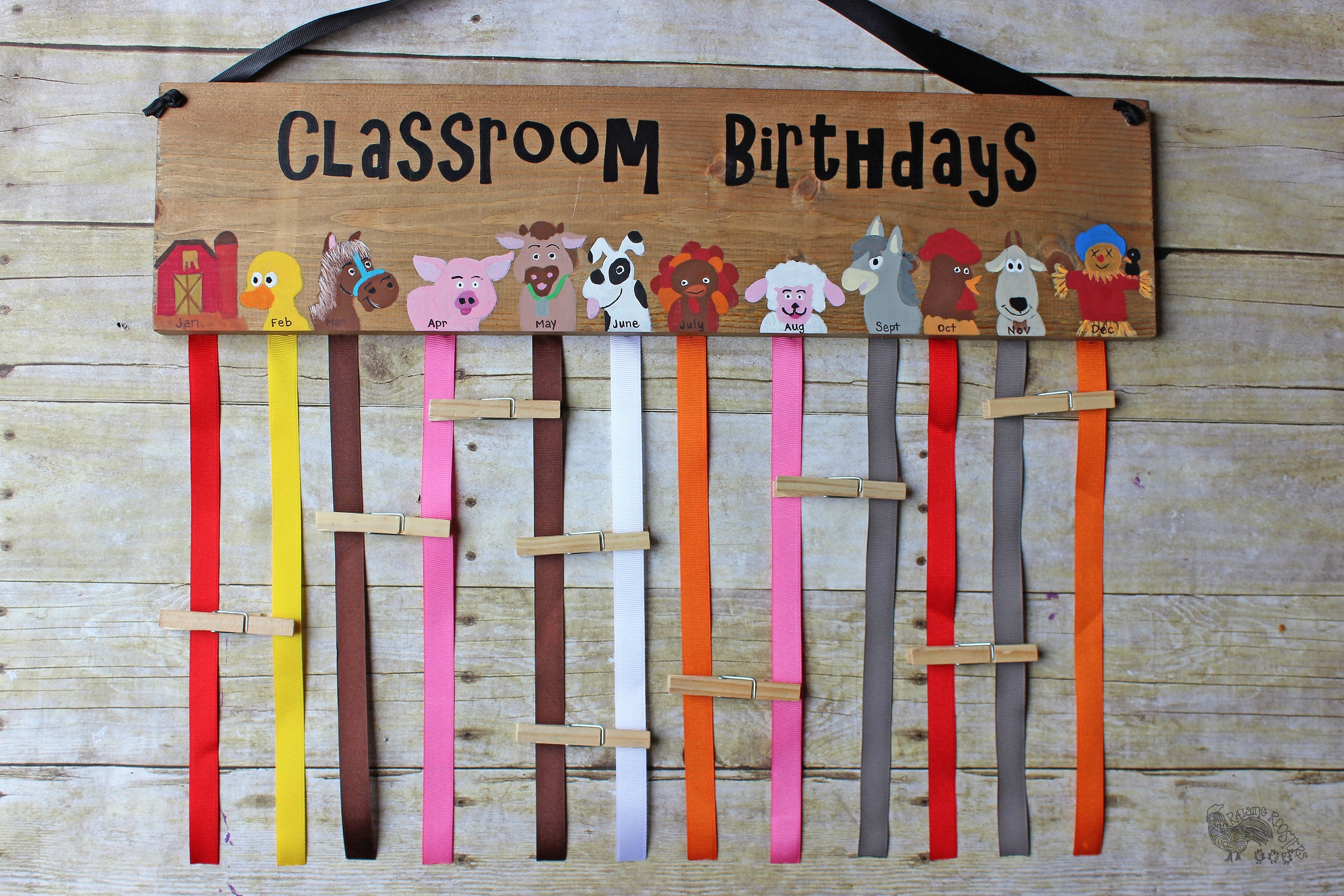 Birthday Calendar Birthday Chart Farm Animals Classroom | Etsy