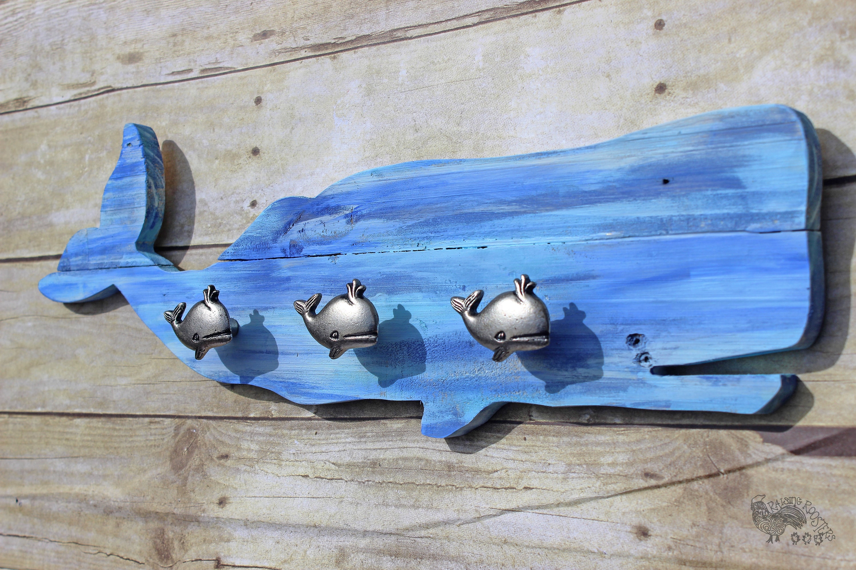 Wood Whale Sign Whale Towel Holder Distressed Nautical | Etsy