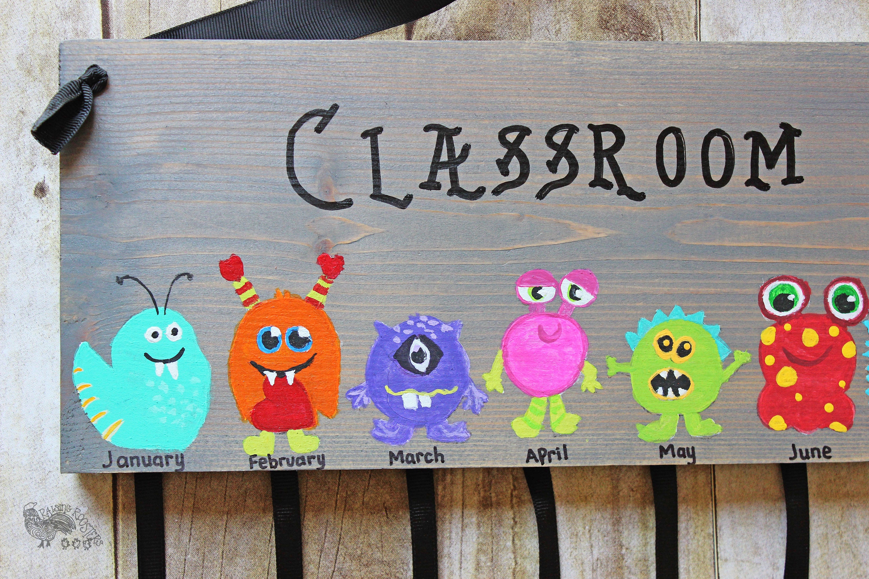 Birthday Calendar Birthday Chart Monsters Classroom Decor - Etsy