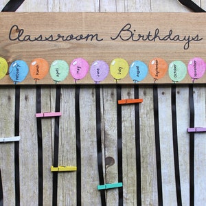 Birthday Calendar- Birthday Chart Balloons- Classroom Decor- Teacher ...