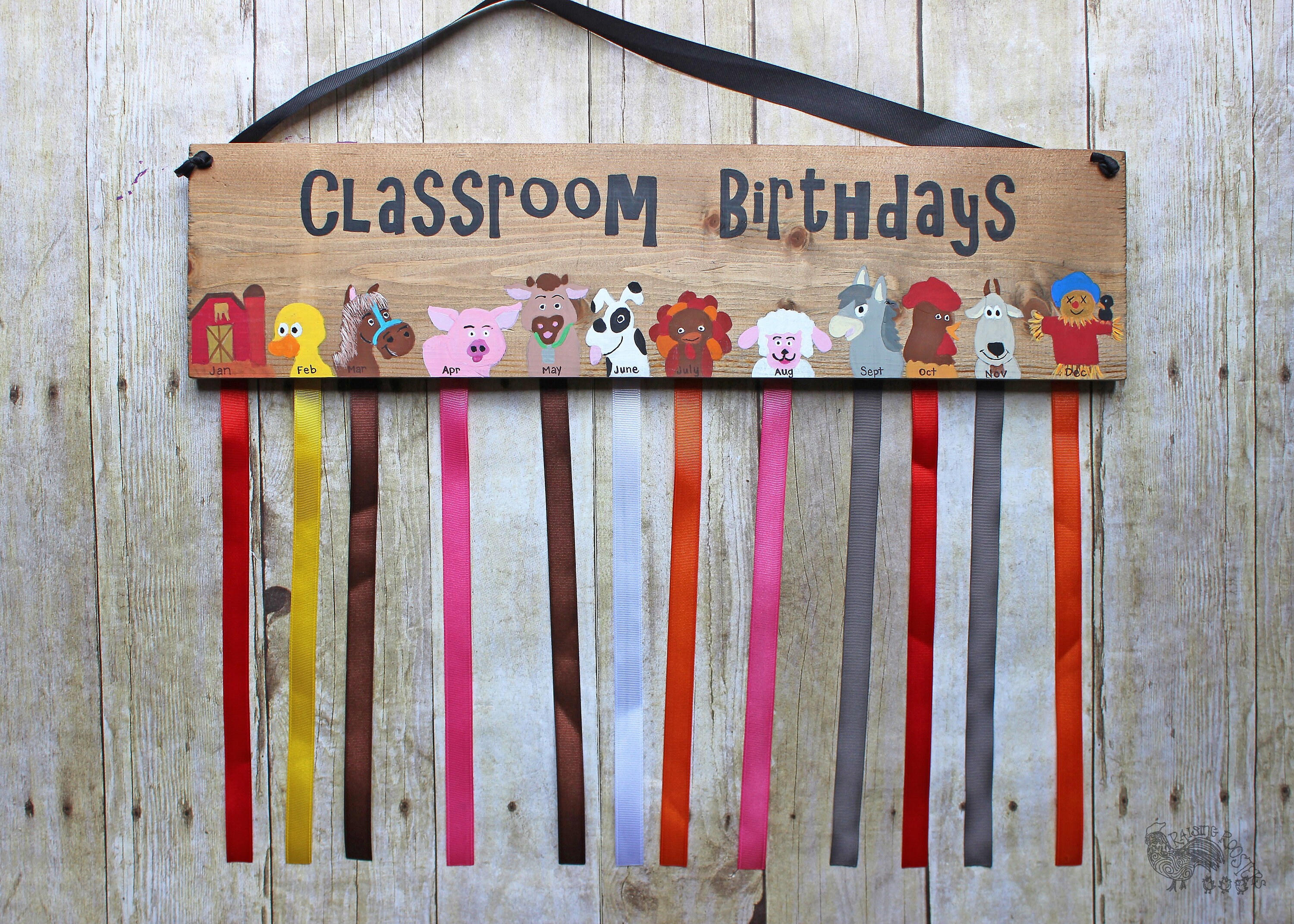 Birthday Calendar Birthday Chart Farm Animals Classroom | Etsy