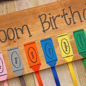 Crayon Classroom Birthday Calendar- Birthday Chart- Teacher Gift ...