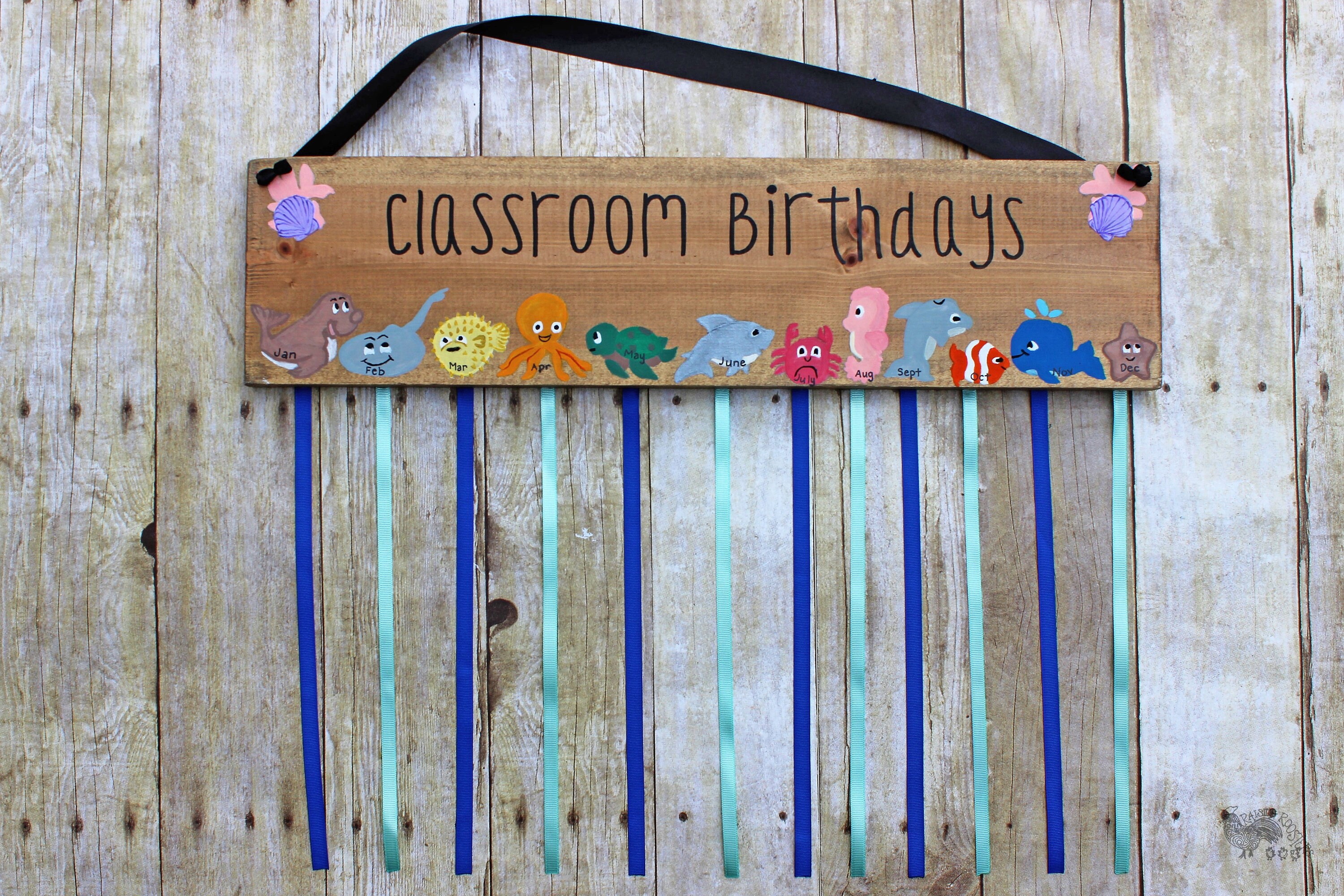 Birthday Calendar Birthday Chart Sea Animals Classroom - Etsy