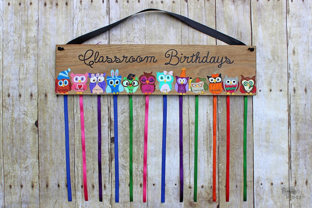 Birthday Calendar- Birthday Chart Owls- Classroom Decor- Teacher Gift ...