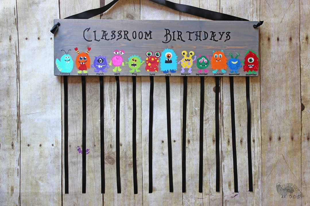 Birthday Calendar- Birthday Chart Monsters- Classroom Decor- Teacher ...