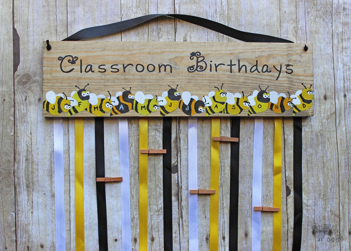 Birthday Calendar Birthday Chart Bees Classroom Decor | Etsy