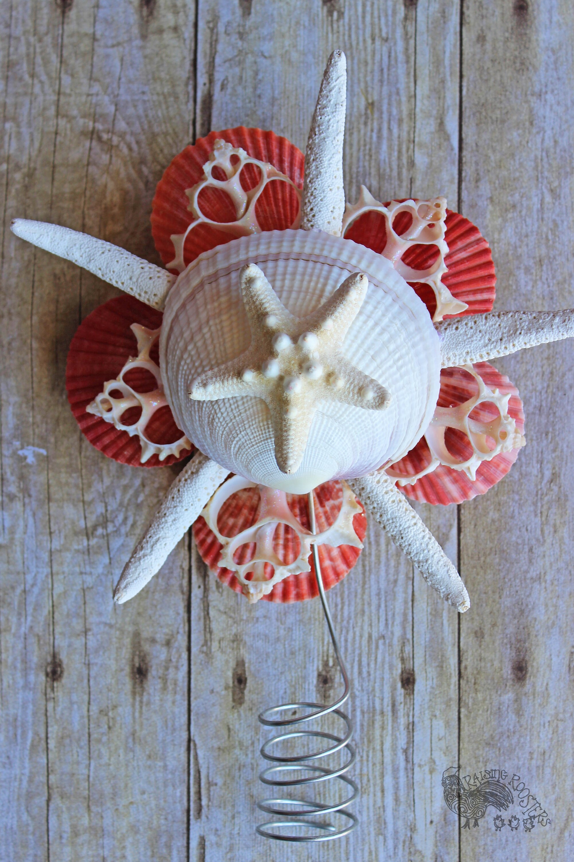 Seashell Christmas Tree Topper Starfish Tree Topper Red Tree - Etsy