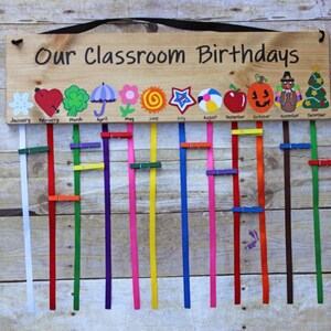 Retro Classroom Birthday Calendar: Handmade Wood Sign - Etsy
