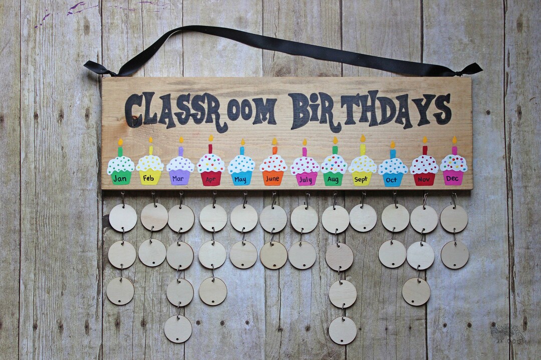 Double Sided Calendar- Cupcake Birthday Calendar- Balloon Birthday ...