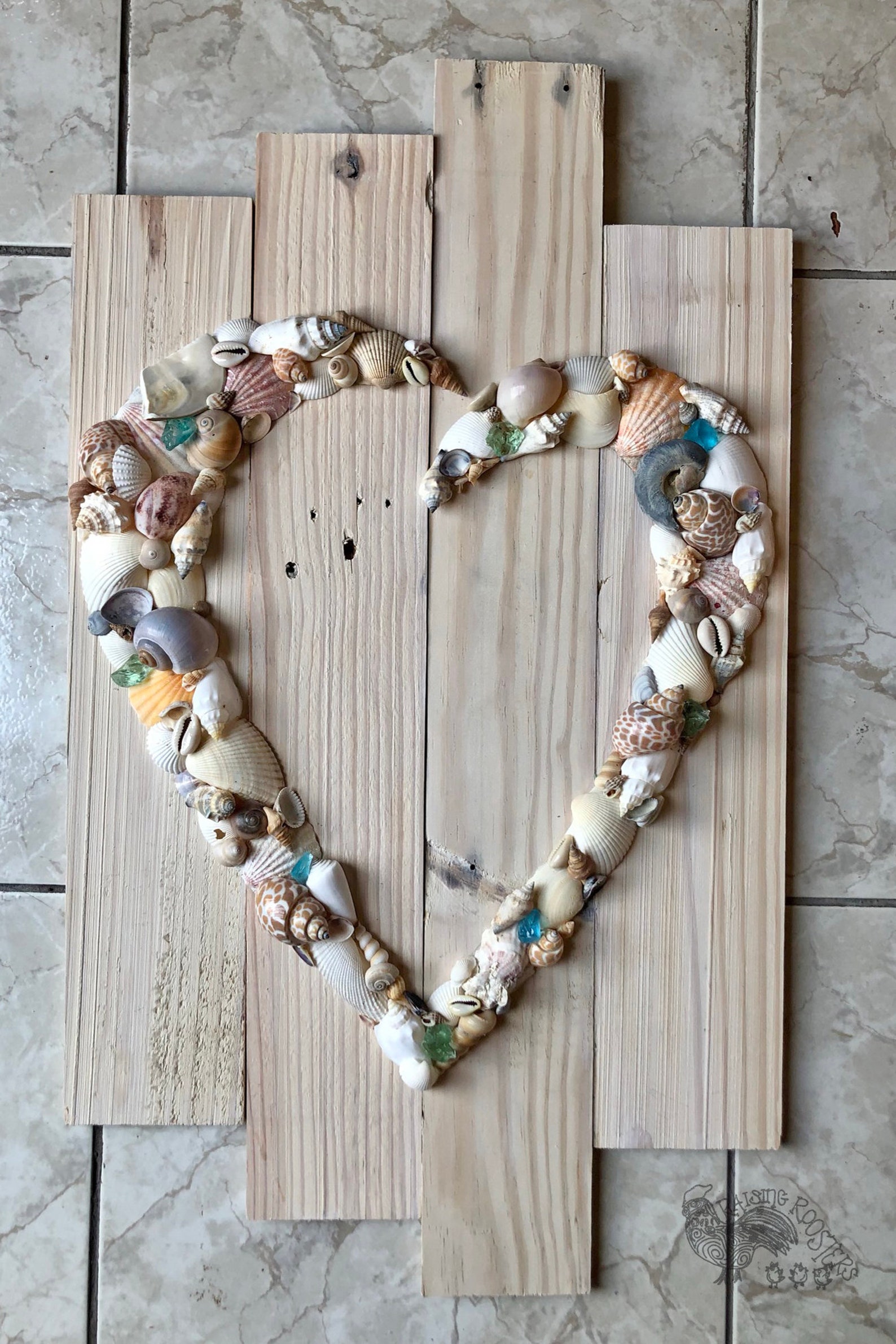 Shell Heart Sign Seaglass Beach Sign Shell Art Beach | Etsy