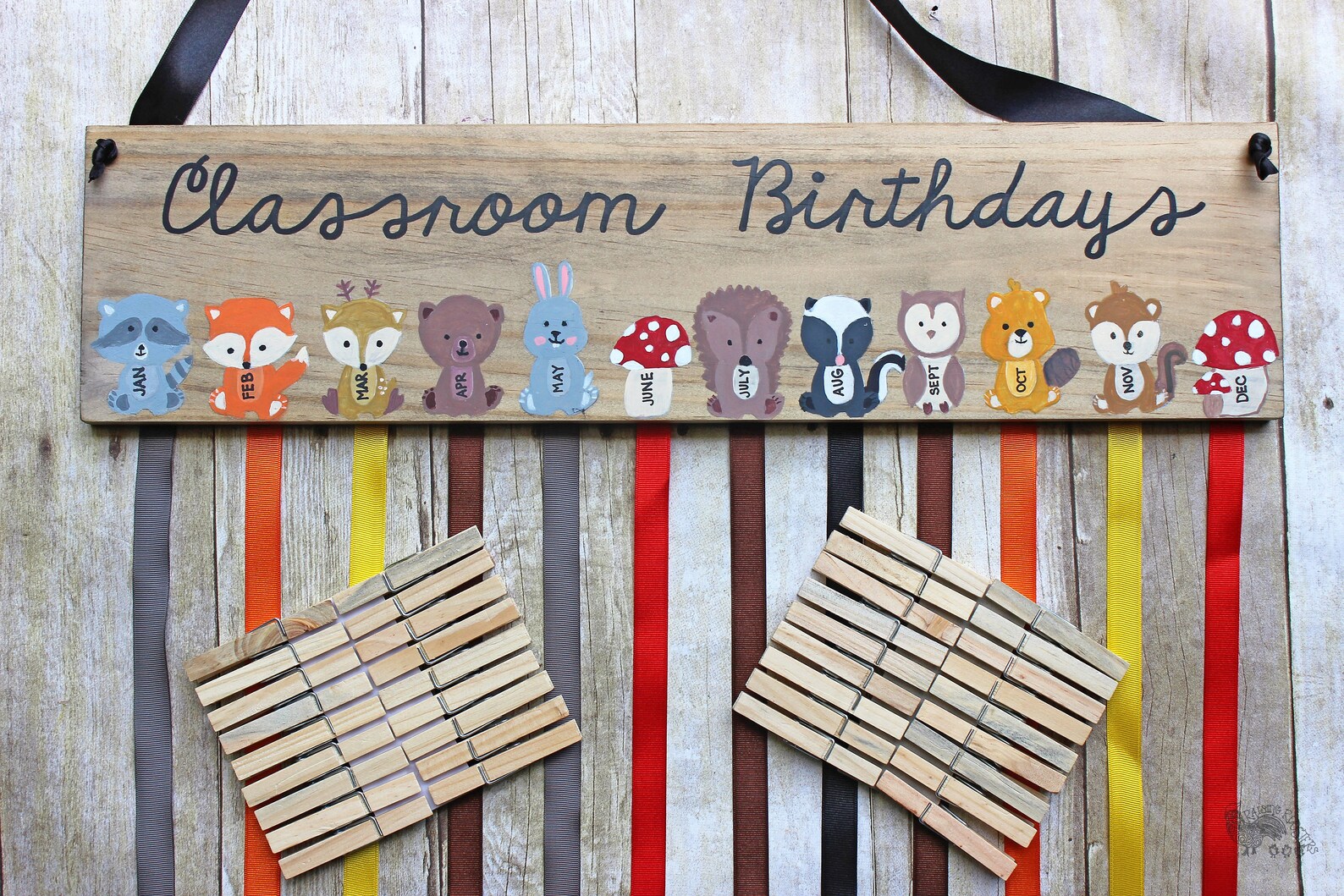 Birthday Calendar Birthday Chart Woodland Animals Classroom - Etsy