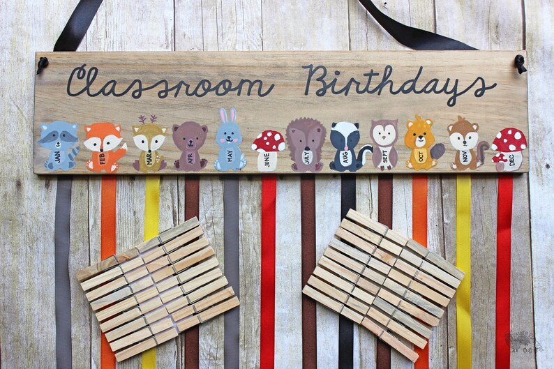 Birthday Calendar Birthday Chart Woodland Animals Classroom - Etsy