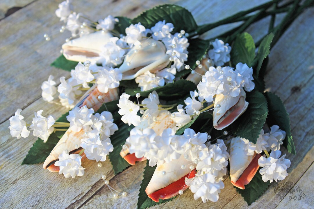 Single Shell Flower- Shell Bouquet- Flower Girl Bouquet- Bridal Shell ...