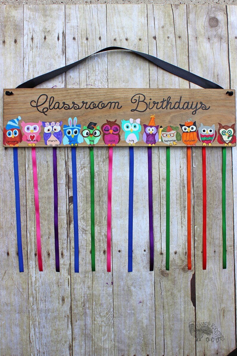 Birthday Calendar- Birthday Chart Owls- Classroom Decor- Teacher Gift ...