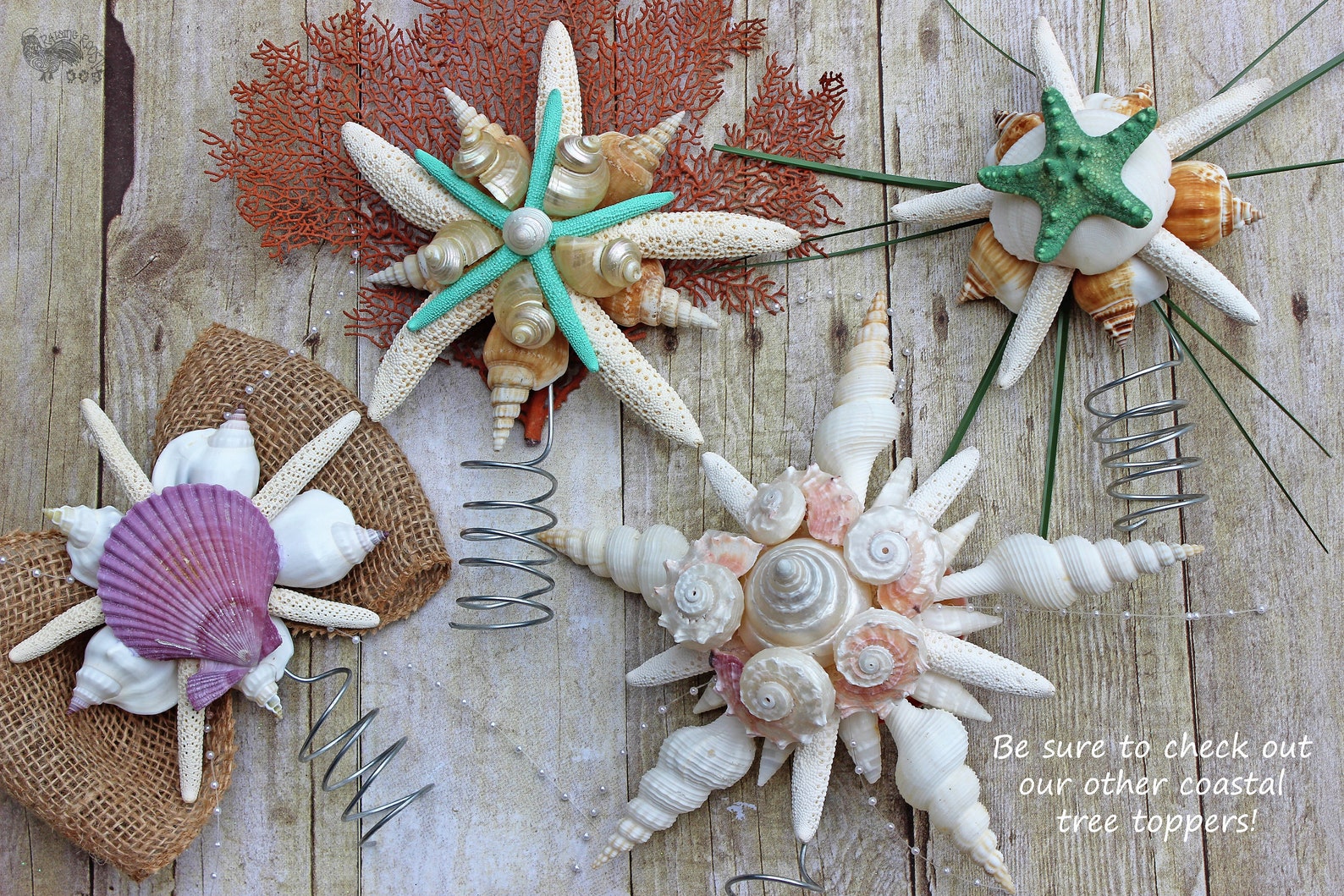 Seashell Christmas Tree Topper Starfish Tree Topper Red Tree - Etsy