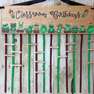 Classroom Birthday Calendar- Birthday Chart- Teacher Gift- Frog Themed ...