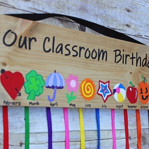 Retro Classroom Birthday Calendar: Handmade Wood Sign - Etsy