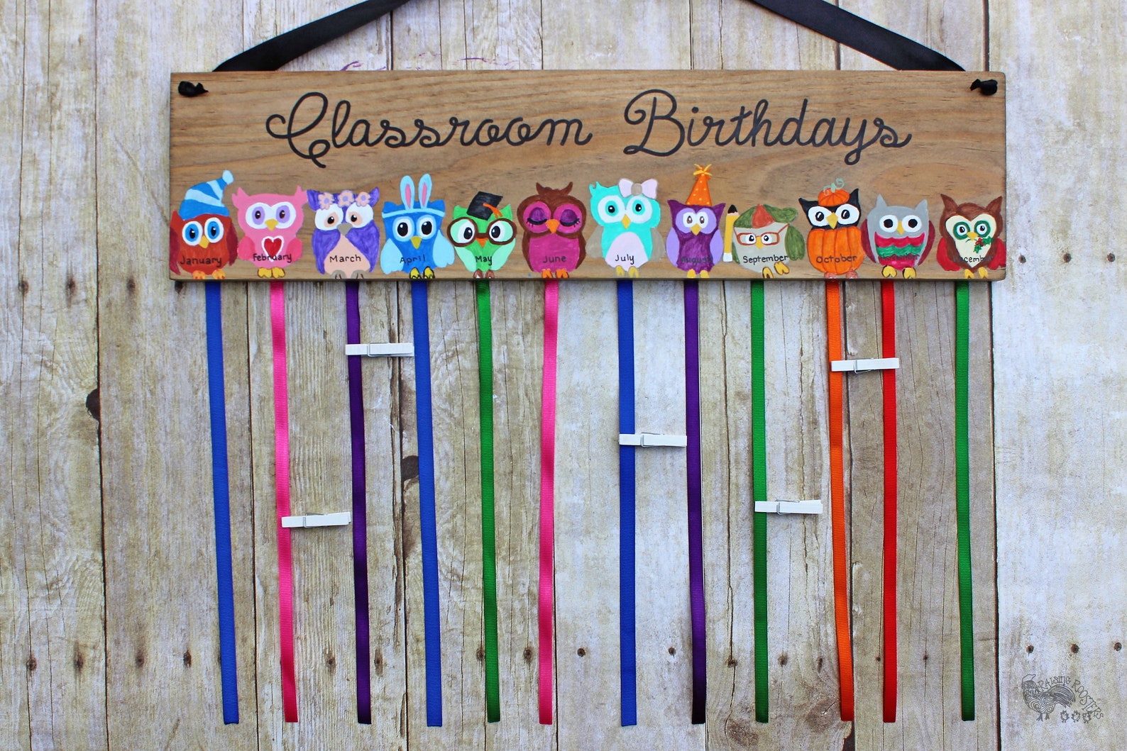 Birthday Calendar Birthday Chart Owls Classroom Decor Teacher Gift ...