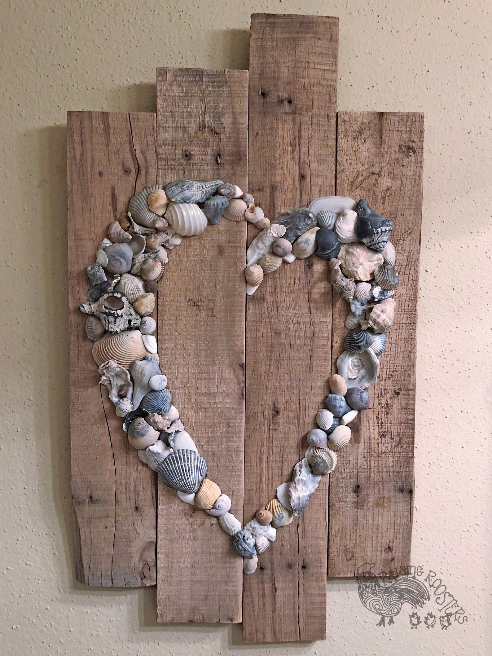 Shell Heart Sign Beach Sign Shell Art Beach Wedding Sign Anniversary ...