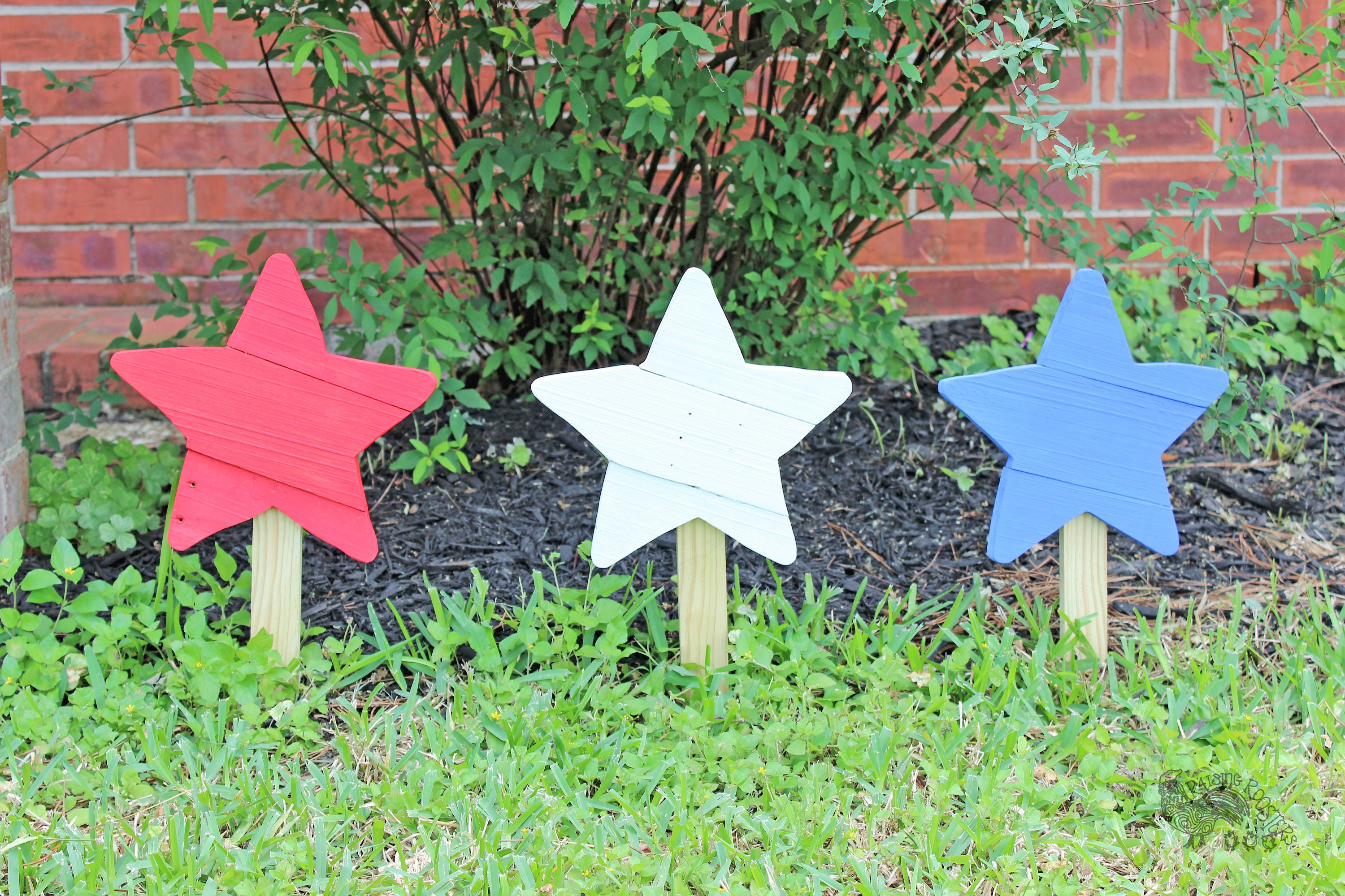 Wood Star Yard Stakes Rustic Stars Fourth of July Yard - Etsy Israel