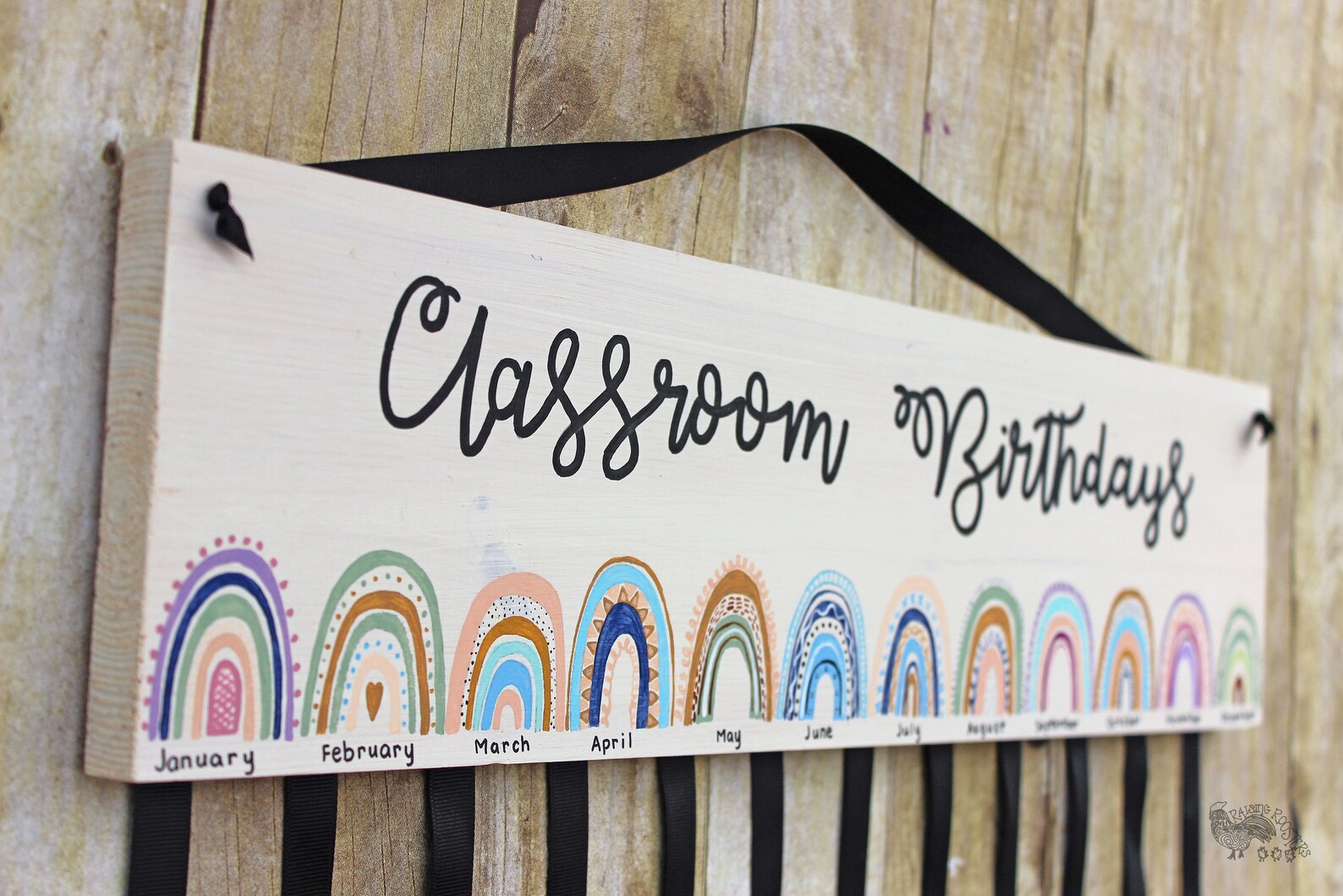 Boho Calendar Boho Classroom Calendar Rainbow Birthday Chart - Etsy