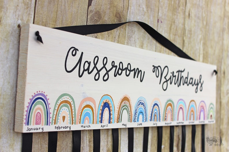 Boho Calendar- Boho Classroom Calendar- Rainbow Birthday Chart - Etsy