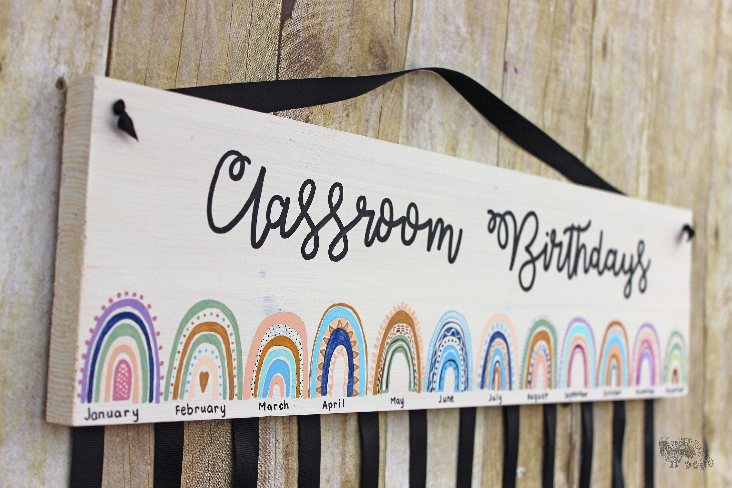 Boho Calendar Boho Classroom Calendar Rainbow Birthday Chart - Etsy