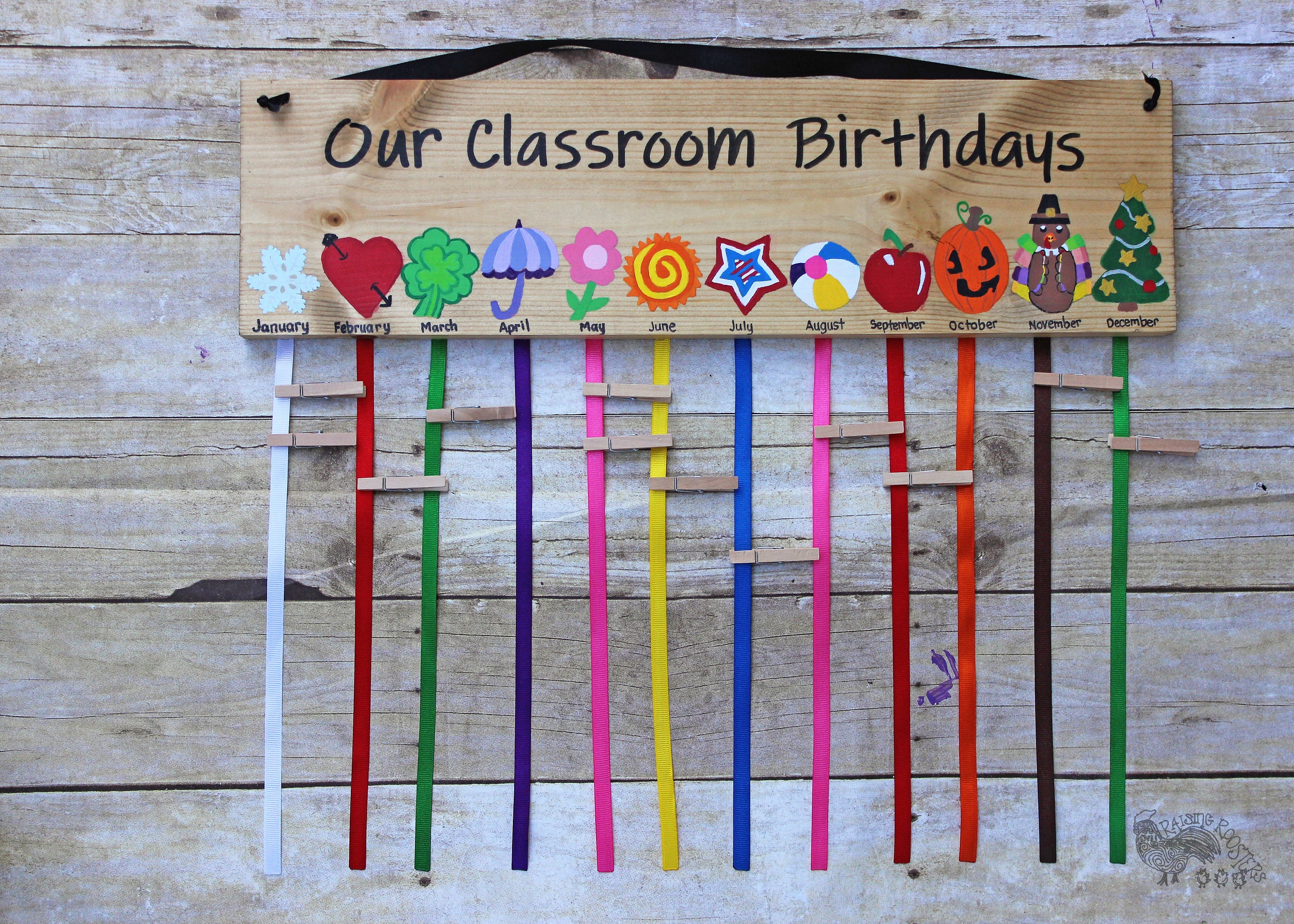 Retro Classroom Birthday Calendar: Handmade Wood Sign - Etsy