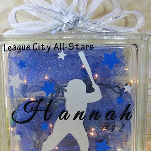Personalized Softball Glass Light- Sports Night Light- Softball Light ...